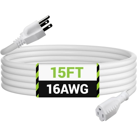 BN-LINK 15ft Weatherproof Extension Cord, 16 Gauge, 3-Prong, Fireproof ...