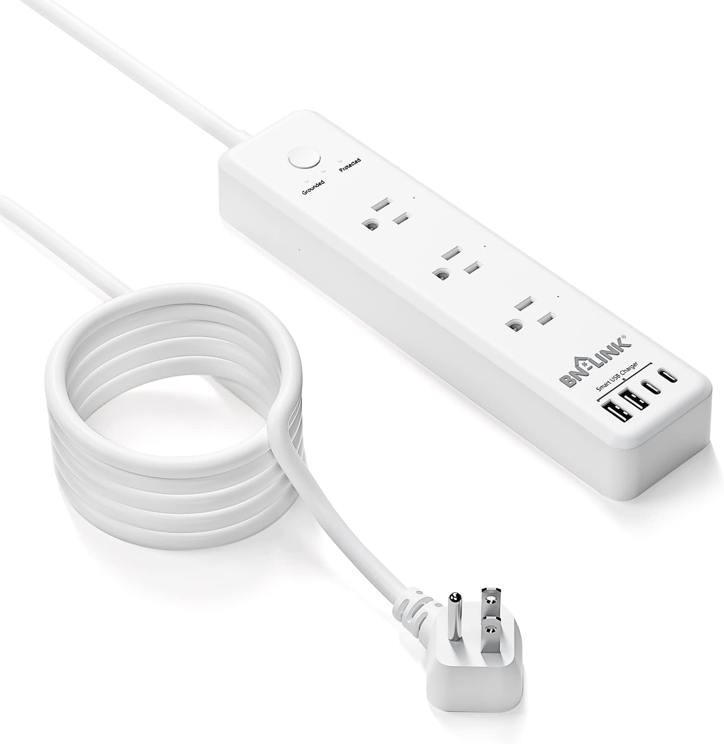 BN-LINK 1875W Power Strip: 3 Outlets, 4 USB, PD 20W Fast Charging, 5FT ...