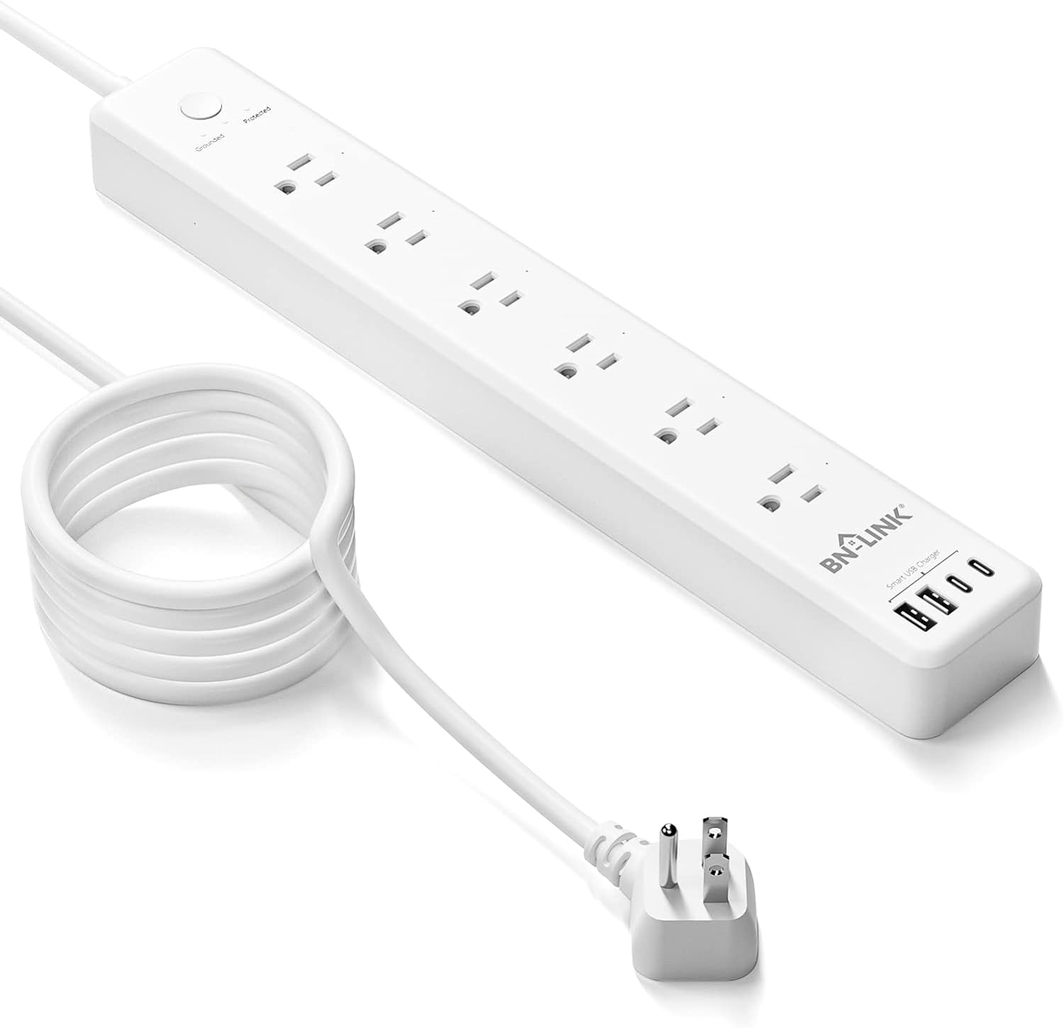 BN-LINK, 15A 125V 1875W White Power Strip Electrical Outlet - Walmart.com