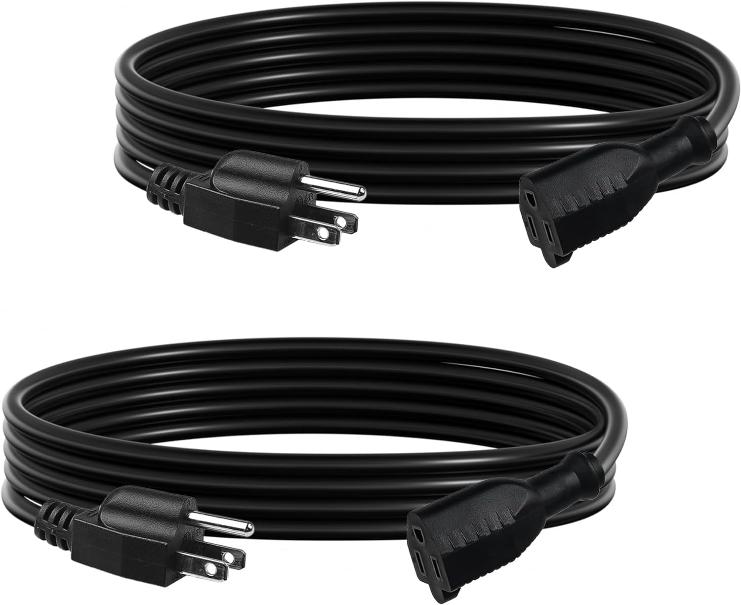 BN-LINK 2 Pack 10 ft Indoor Outdoor Extension Cord 16/3 SJTW Black 3 ...