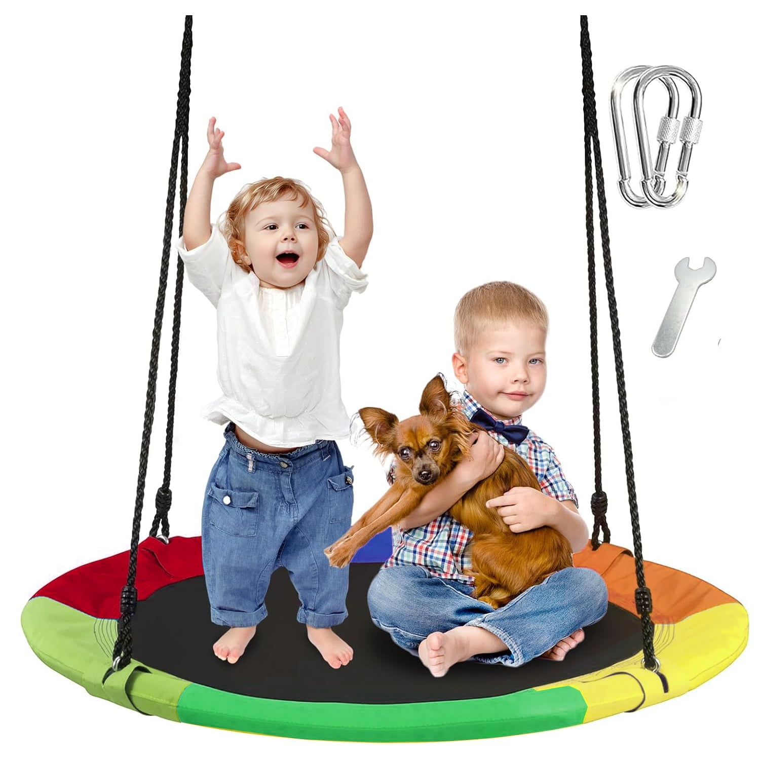 BN-LINK 40 Inch Saucer Tree Swing for Kids Adults, 700Lb Outdoor ...