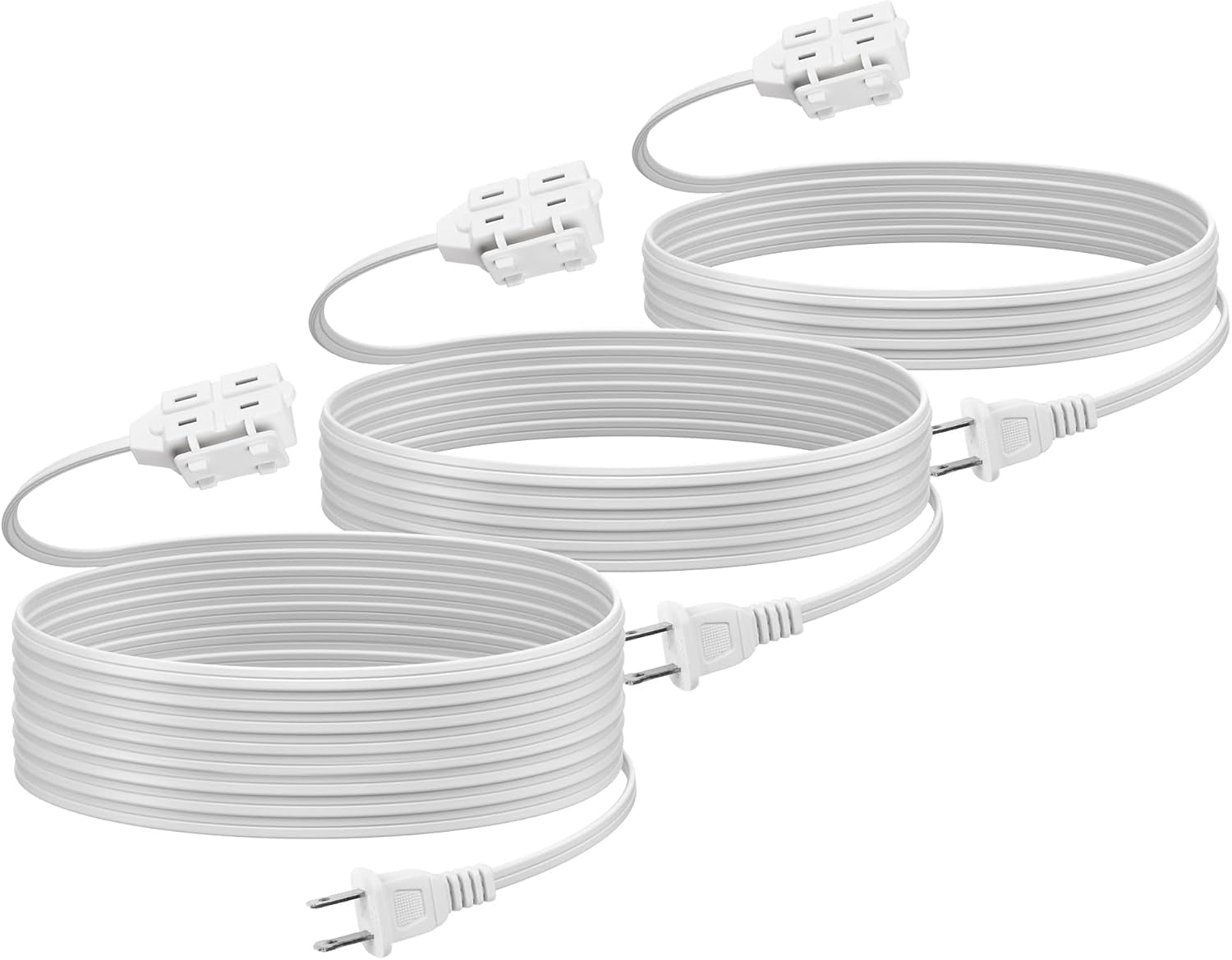 BN-LINK Indoor Extension Cord, White, 6ft 9ft 12ft, 3 Outlets with ...
