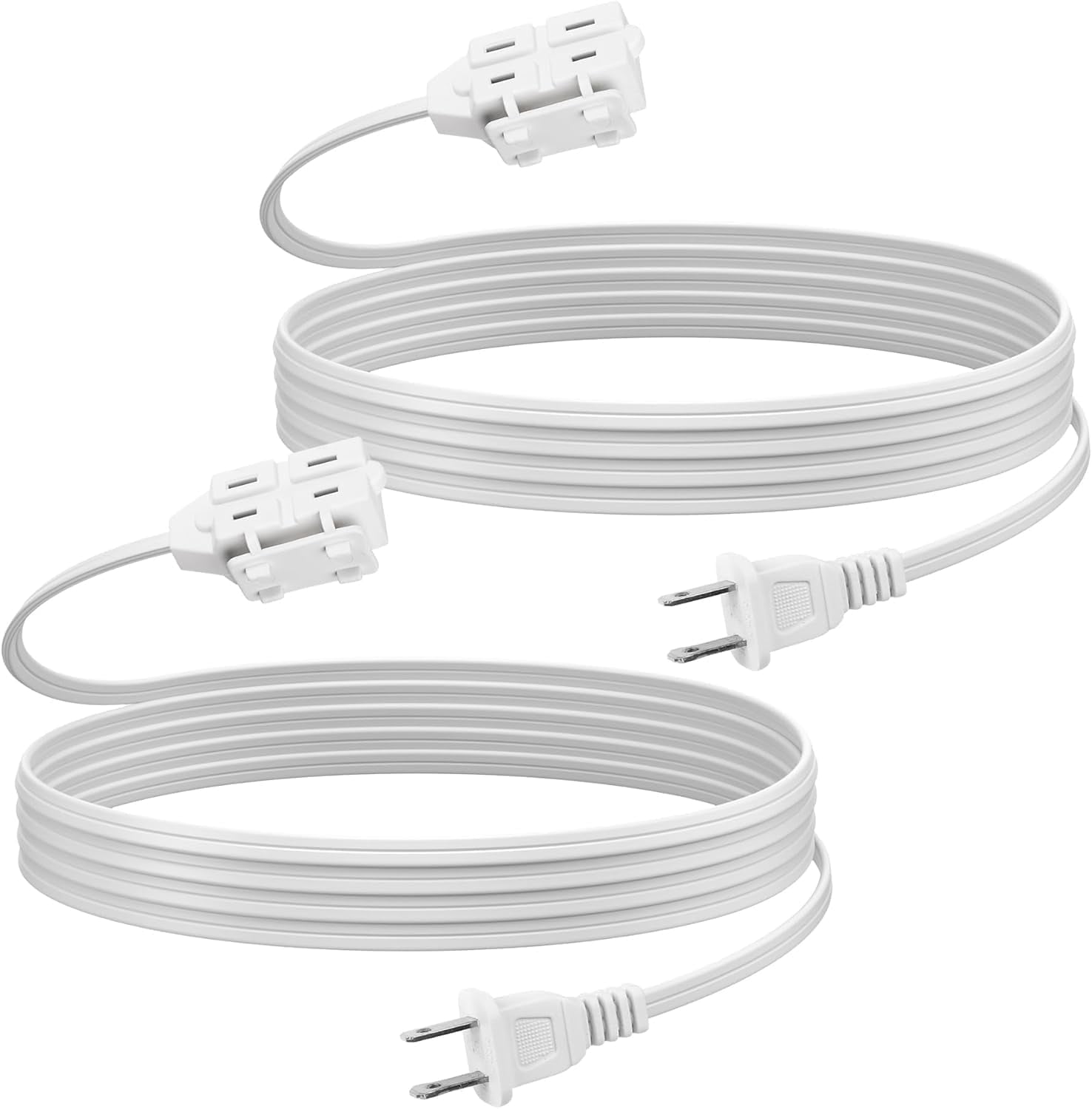 BN-LINK 6 ft 3 Outlet Indoor Extension Cord 16/2 SPT-2, 2 Pack White, 2 ...
