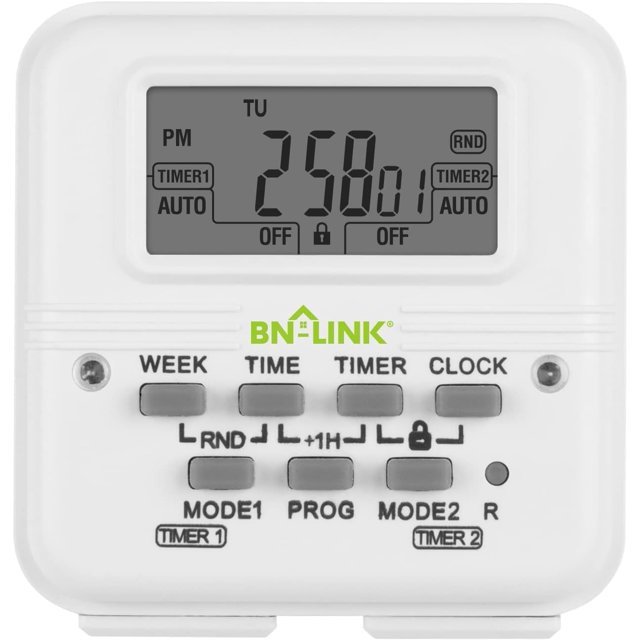 BN-LINK 7 Day Heavy Duty Digital Programmable Timer - Dual Outlet ...