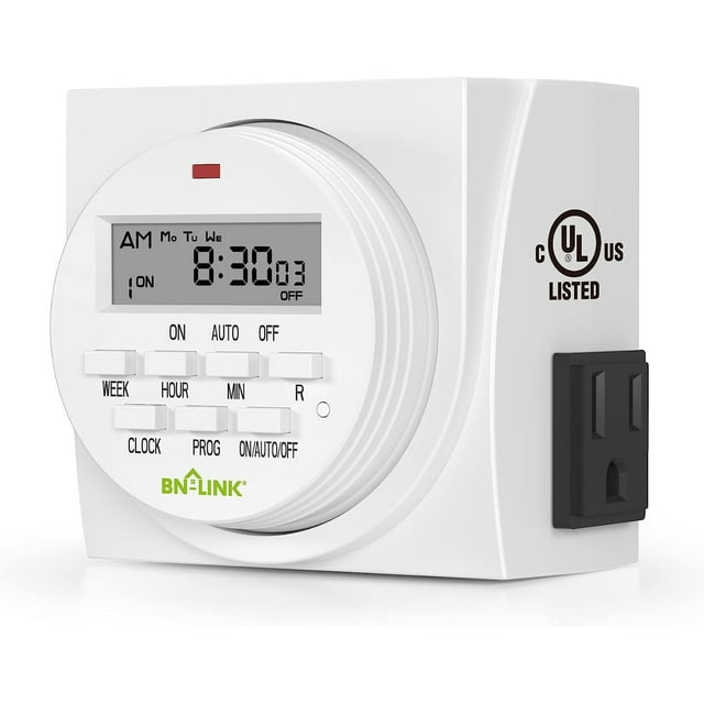 BN-LINK 7 Day Heavy Duty Digital Programmable Timer, Dual Outlet ...