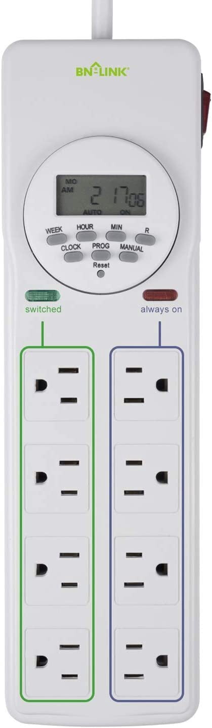 BN-LINK 8 Outlet Surge Protector with 7-Day Digital Timer: Computer ...