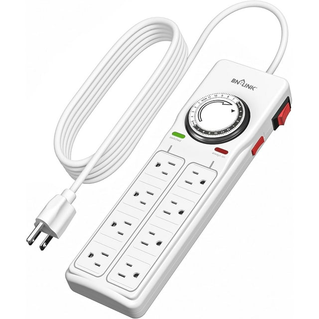 BN-LINK 8 Outlet Surge Protector with Mechanical Timer, 4 Timed & 4 ...
