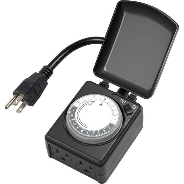 BN-LINK Compact Outdoor Mechanical Timer, 24 Hour Programmable Dual ...
