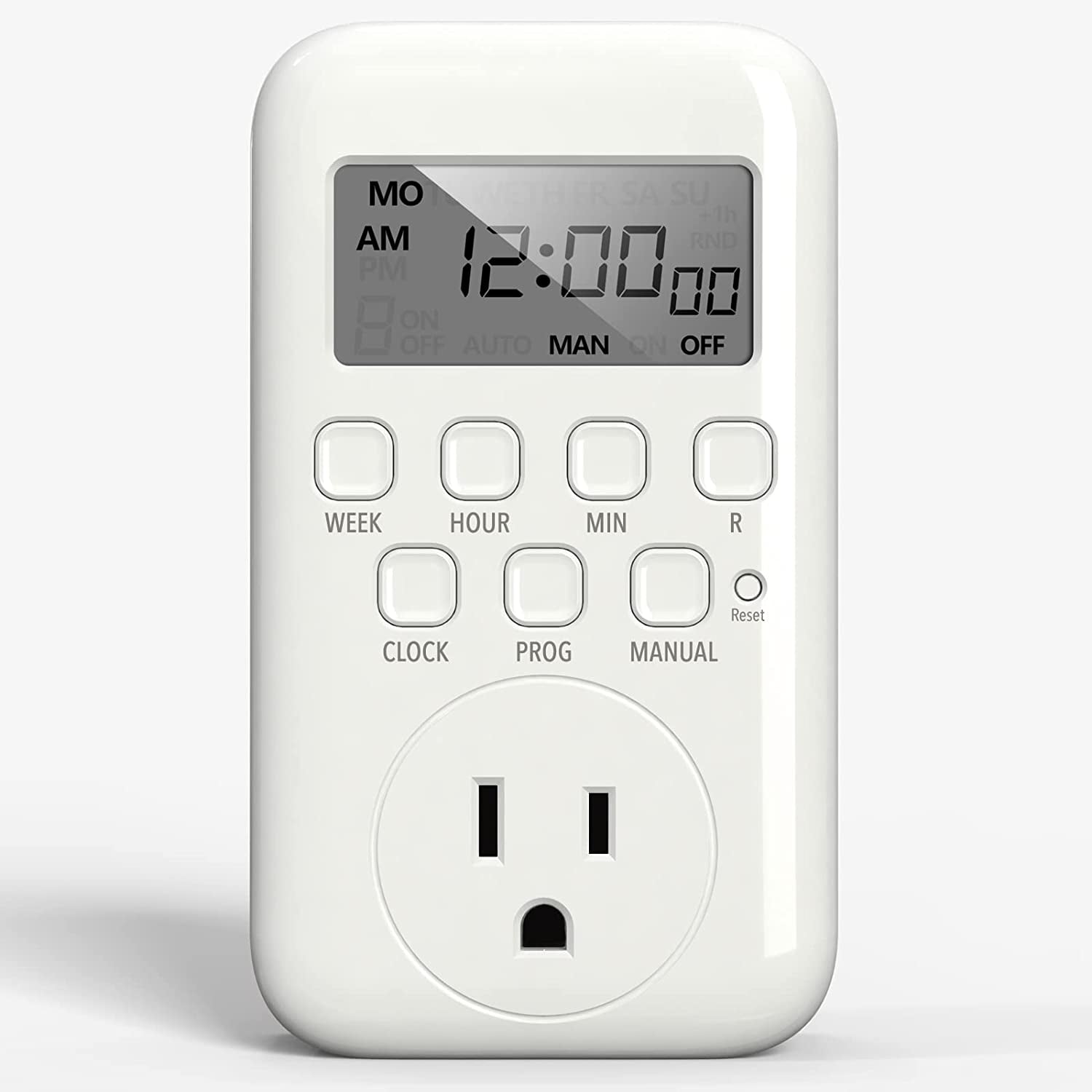 BN-LINK Digital Timer Outlet, 7 Day Programmable Plug Switch, 3-Prong ...