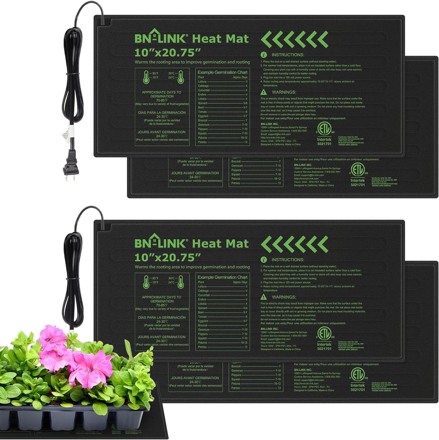 BN-LINK Durable Seedling Heat Mat Warm Hydroponic Heating Pad ...
