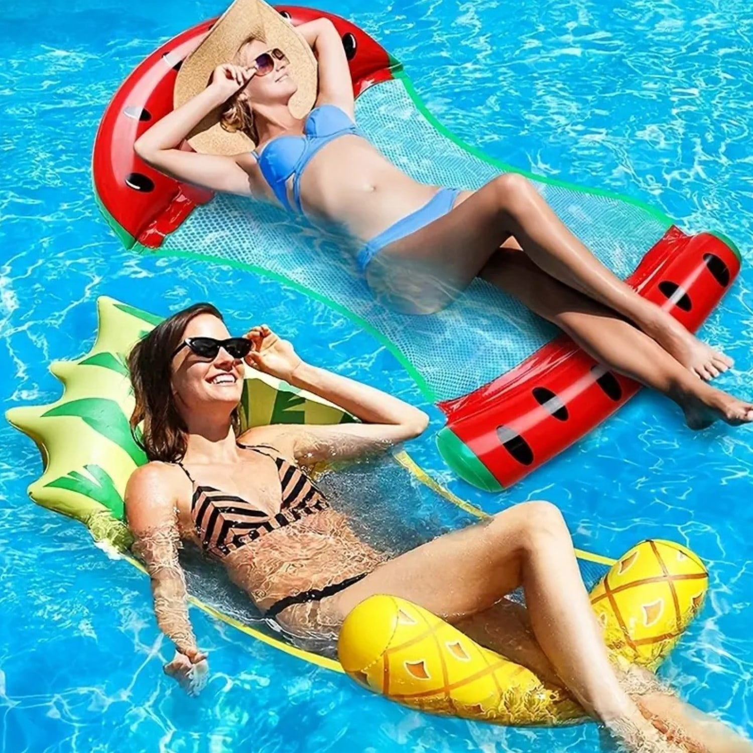 BN-LINK Fruit Inflatable Pool Hammock Float, 2 Pack Water Lounges, Multi-Purpose (Saddle Lounge ...