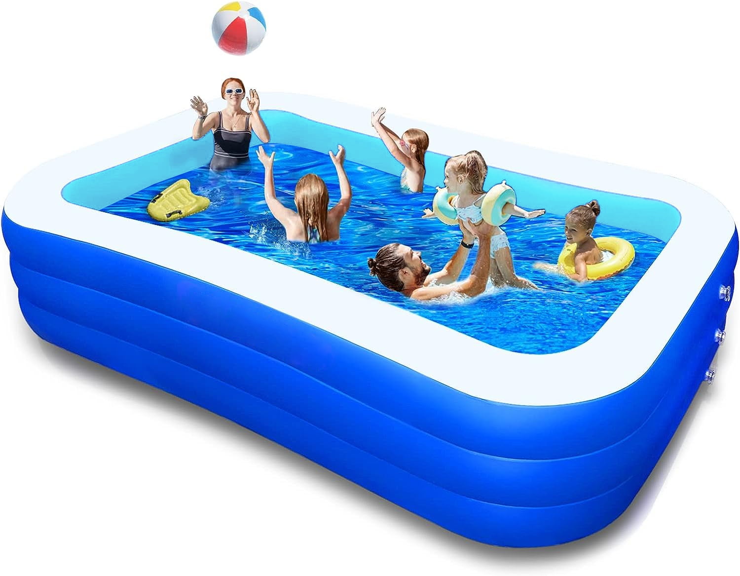 BN-LINK Inflatable Pool for Kids and Adults, 118″ X 68″ X 22″ Oversized ...