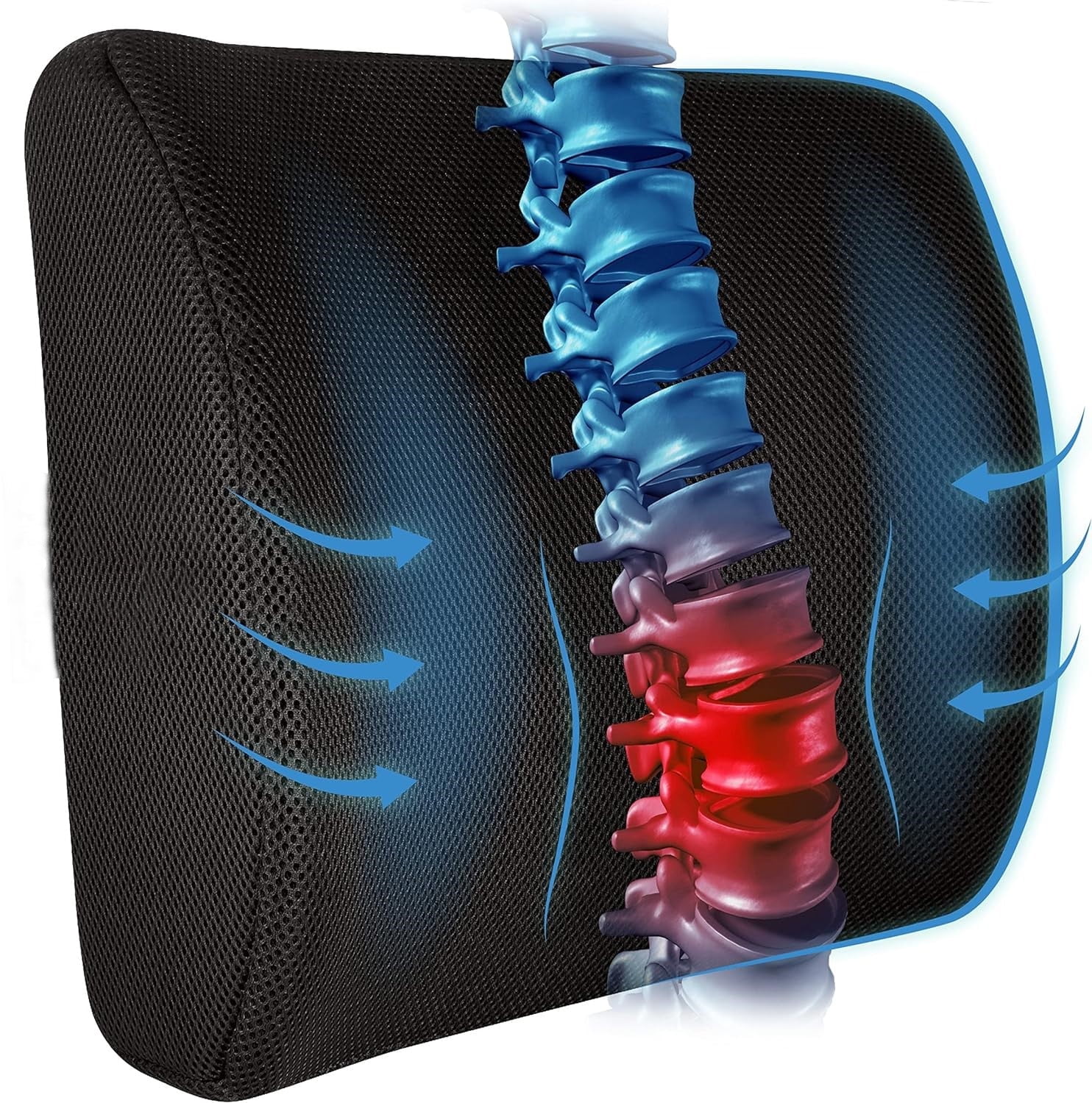BN-LINK Lumbar Support Pillow, Memory Foam Cushion with Adjustable ...