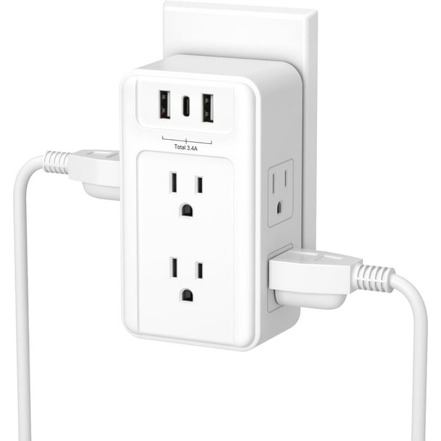 BN-LINK Multi Plug Outlet Extender, 6 Wall Outlets and 3 USB Ports (1 ...