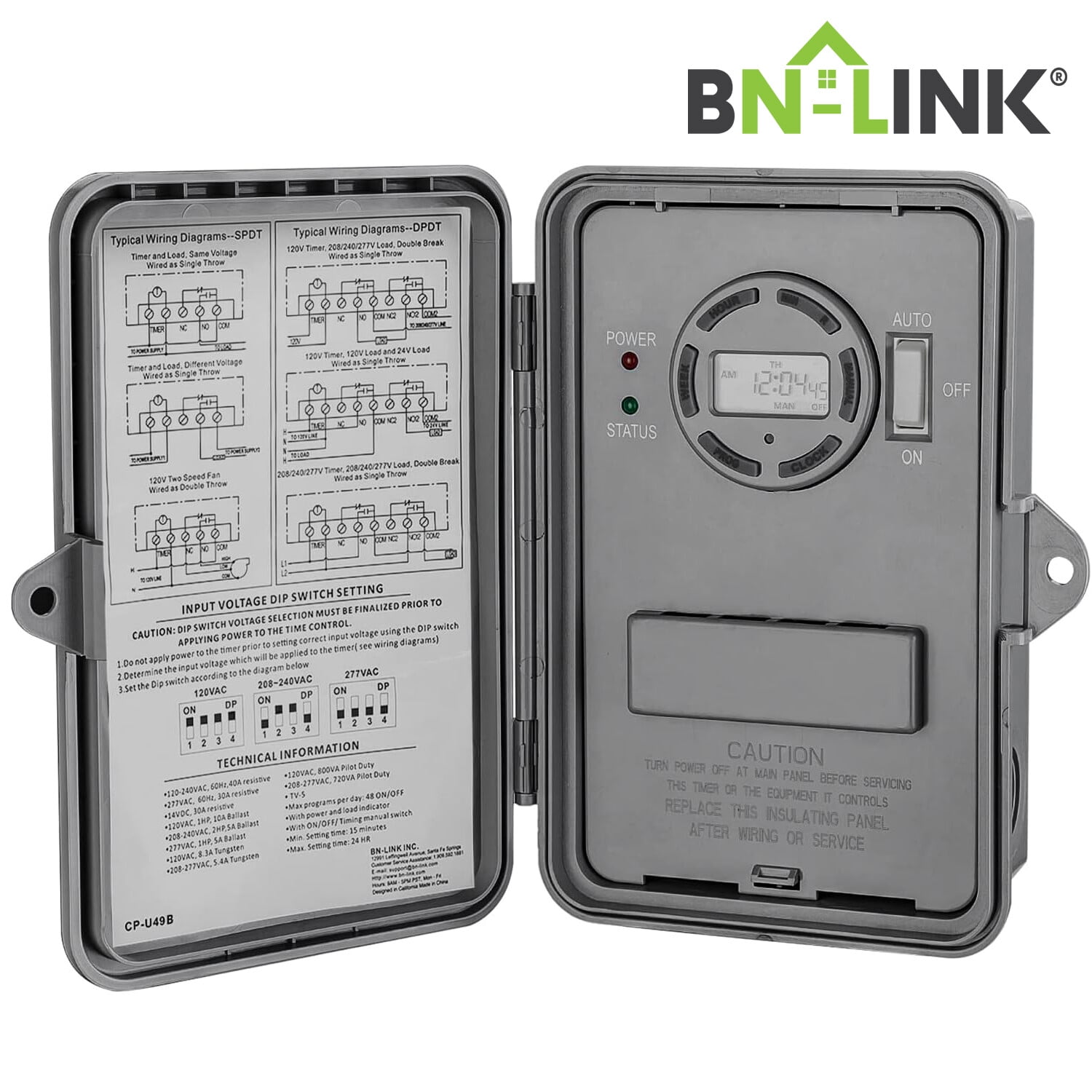 BN-LINK Pool Pump Timer, Outdoor Digital Timer Box Heavy Duty 7-Day ...