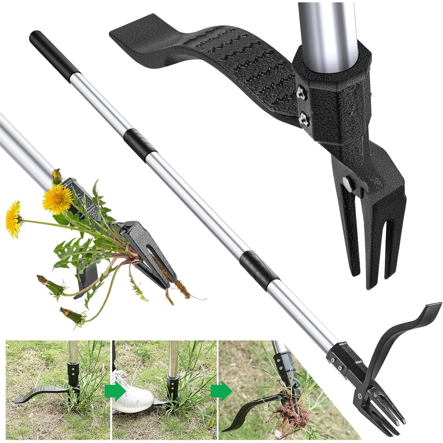 BN-LINK Weed Puller Tool, 48" Stand up Weeder Garden Tools & 4 Claw ...