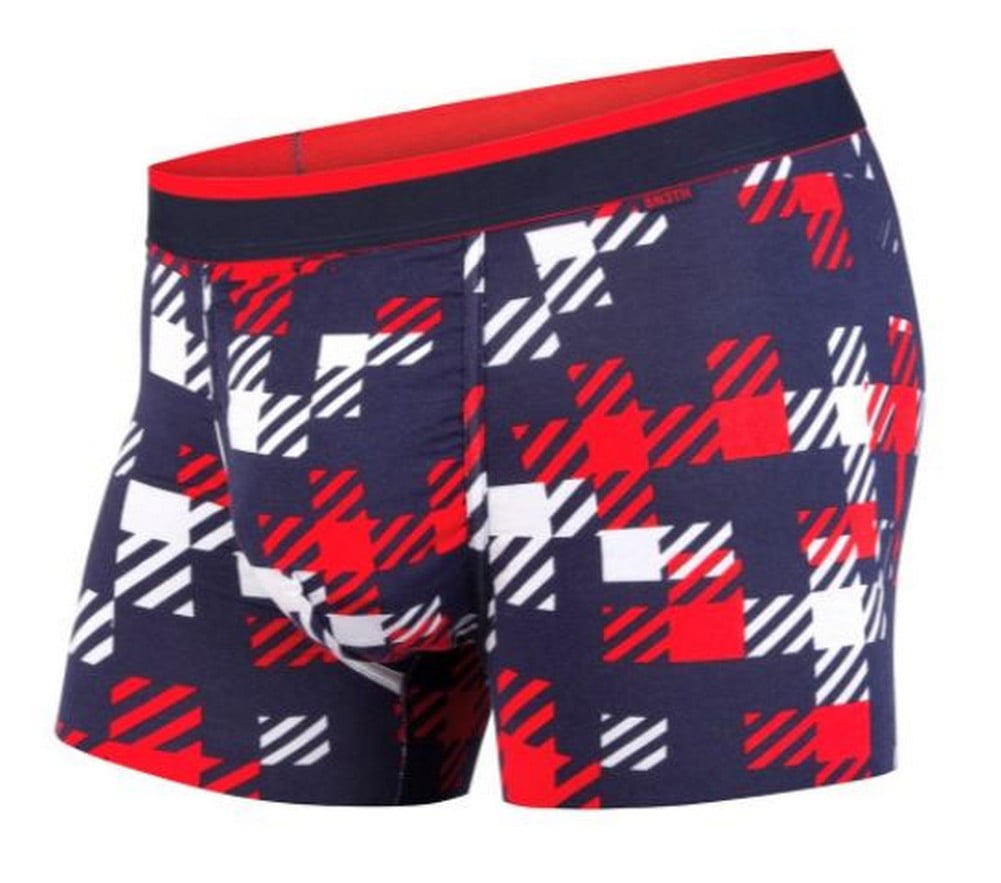 BN3TH Men's Team Plaid Trunk Brief Pouch Underwear 3.5" Inseam (Navy ...