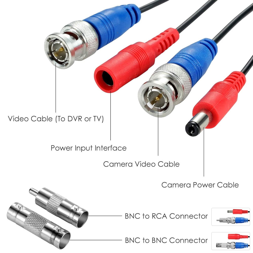 BNC Cable,Video Cctv 2-in-1 Video Bnc Cctv Cable Bnc 60ft 2-in-1 Video ...