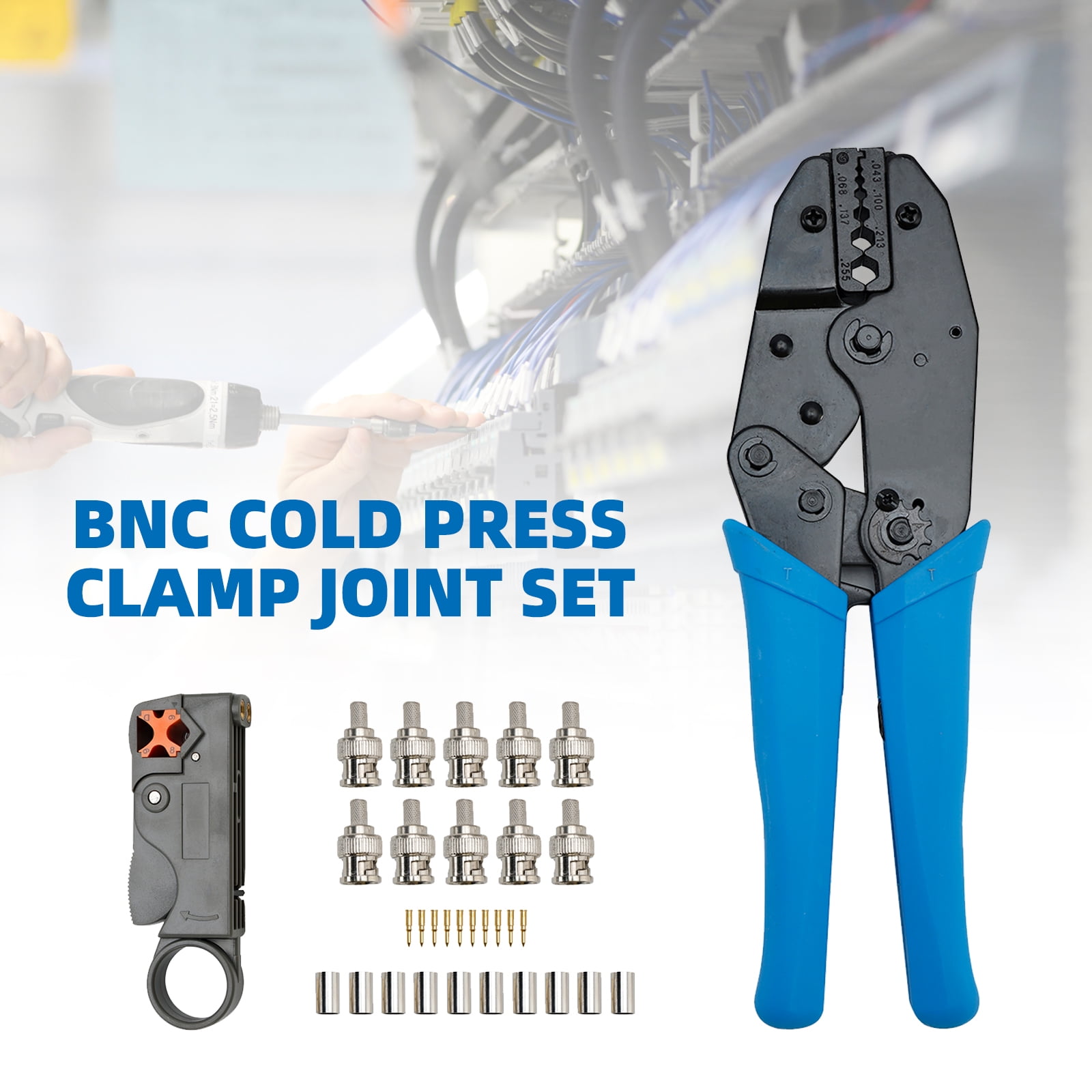 BNC RG58 Plug Crimp Connector And Striping Crimp Tool For RG58/RG59/RG6 ...