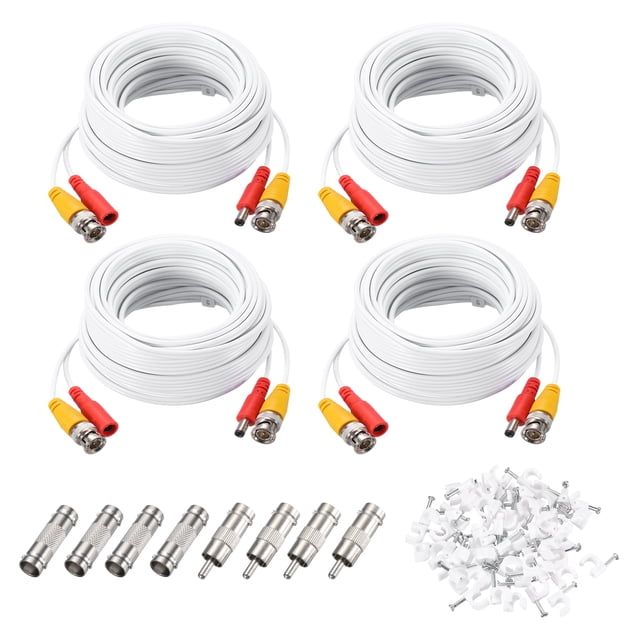 BNC Video Power Cable,15m/49ft All-in-One Security Camera Wire,4 Set ...