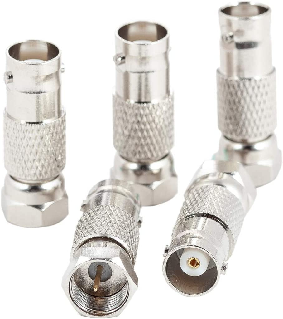 BNC to F Type Adapter, 2-Pack F Male to BNC Female Adapter Coax ...