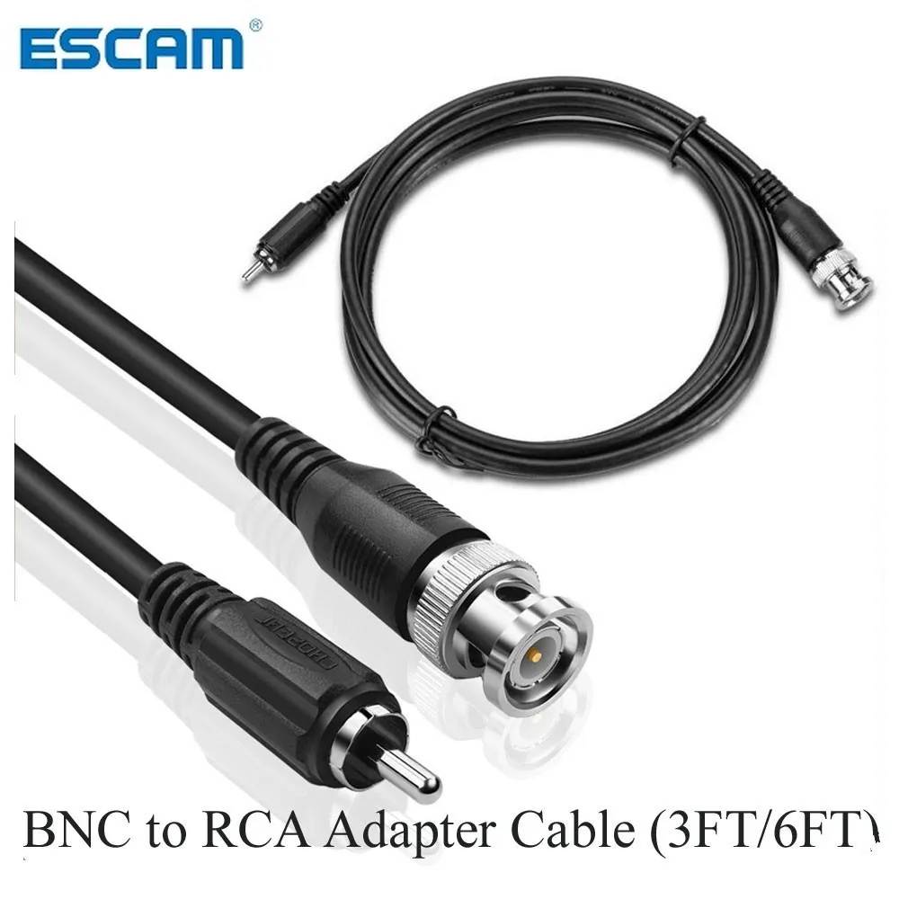 BNC to RCA Adapter Cable (3FT/6FT) BNC Male To RCA Male RG59U Coaxial Connector for Security ...