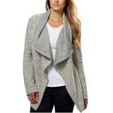 BNCI by Blanc Noir Womens Tweed Drape Front Shawl Collar Cardigan - Grey(Medium) - Walmart.com