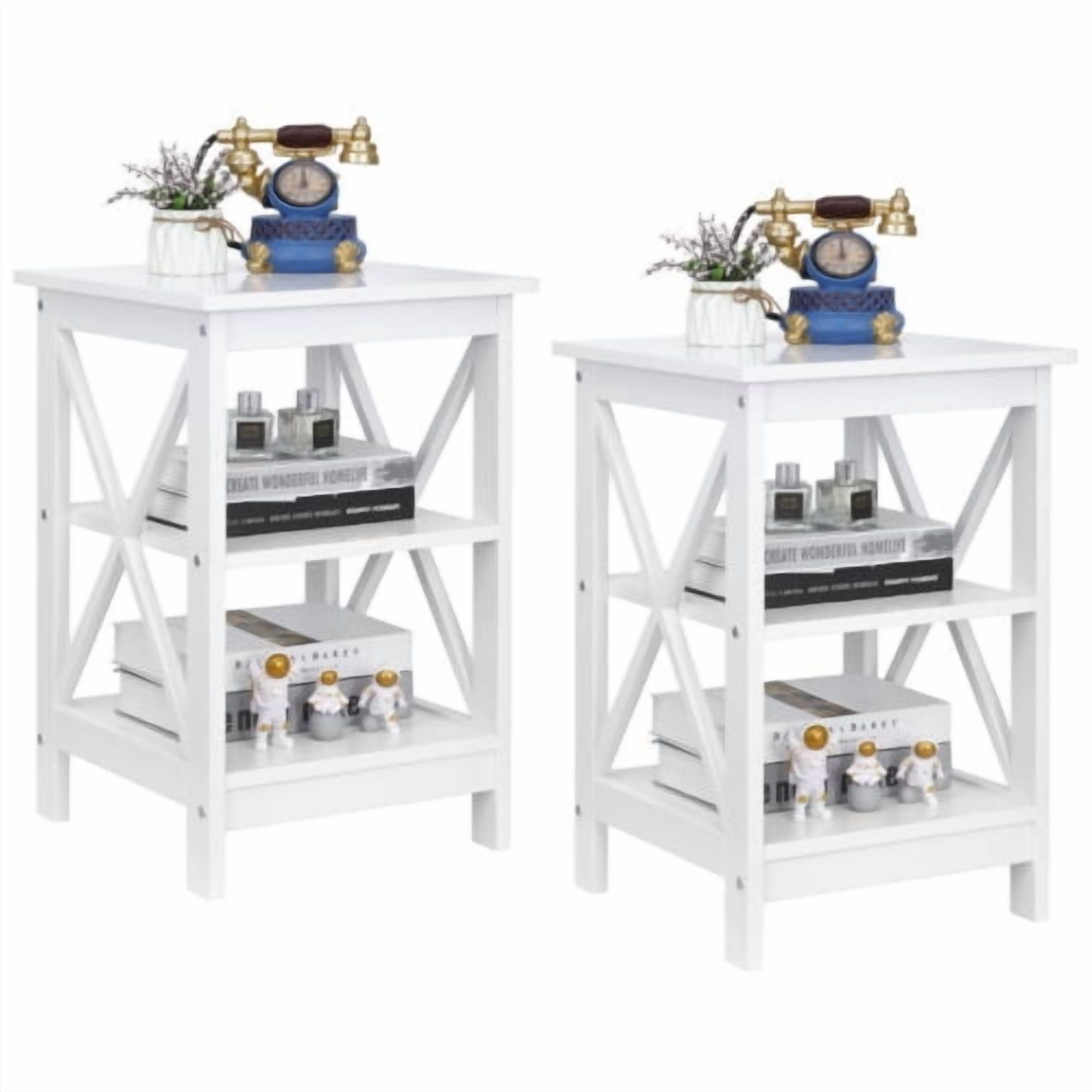 BNDFTF 1/2 PC 24 inch End Table w/ Storage Shelf Sofa Table X-Design ...