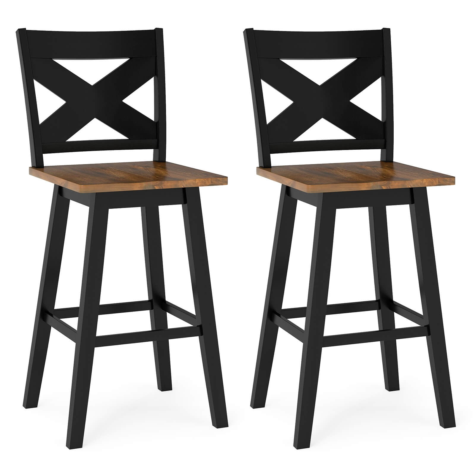 BNDFTF 360 ° Rotating Bar Chair 2-piece Set Farmhouse Style Solid Wood ...