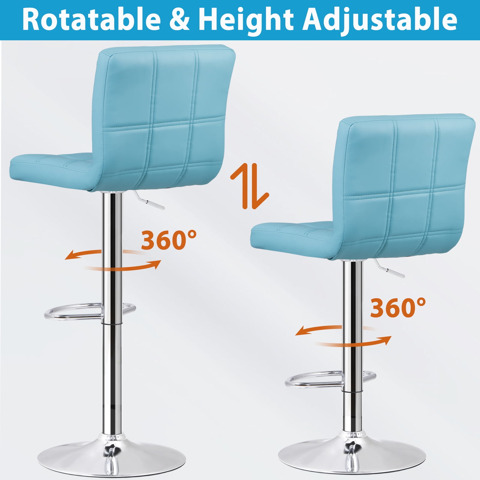 BNDFTF Blue Leather Texture Rotating Bar Chair 300 Pound Load Capacity ...