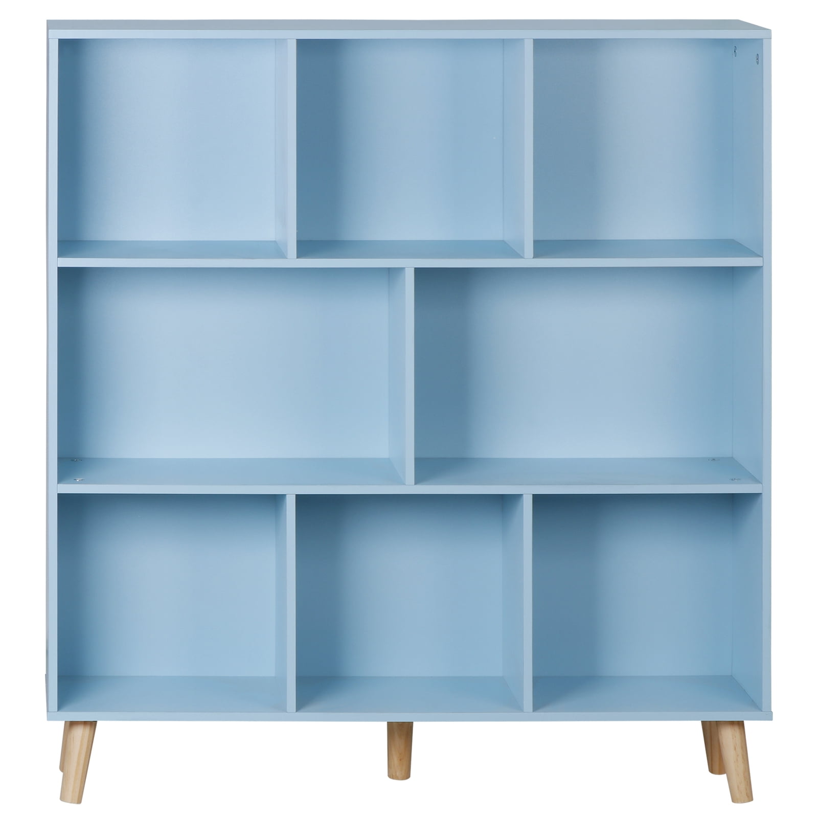 BNDFTF blue 3-layer 8-grid bookshelf made of pine and MDF material ...