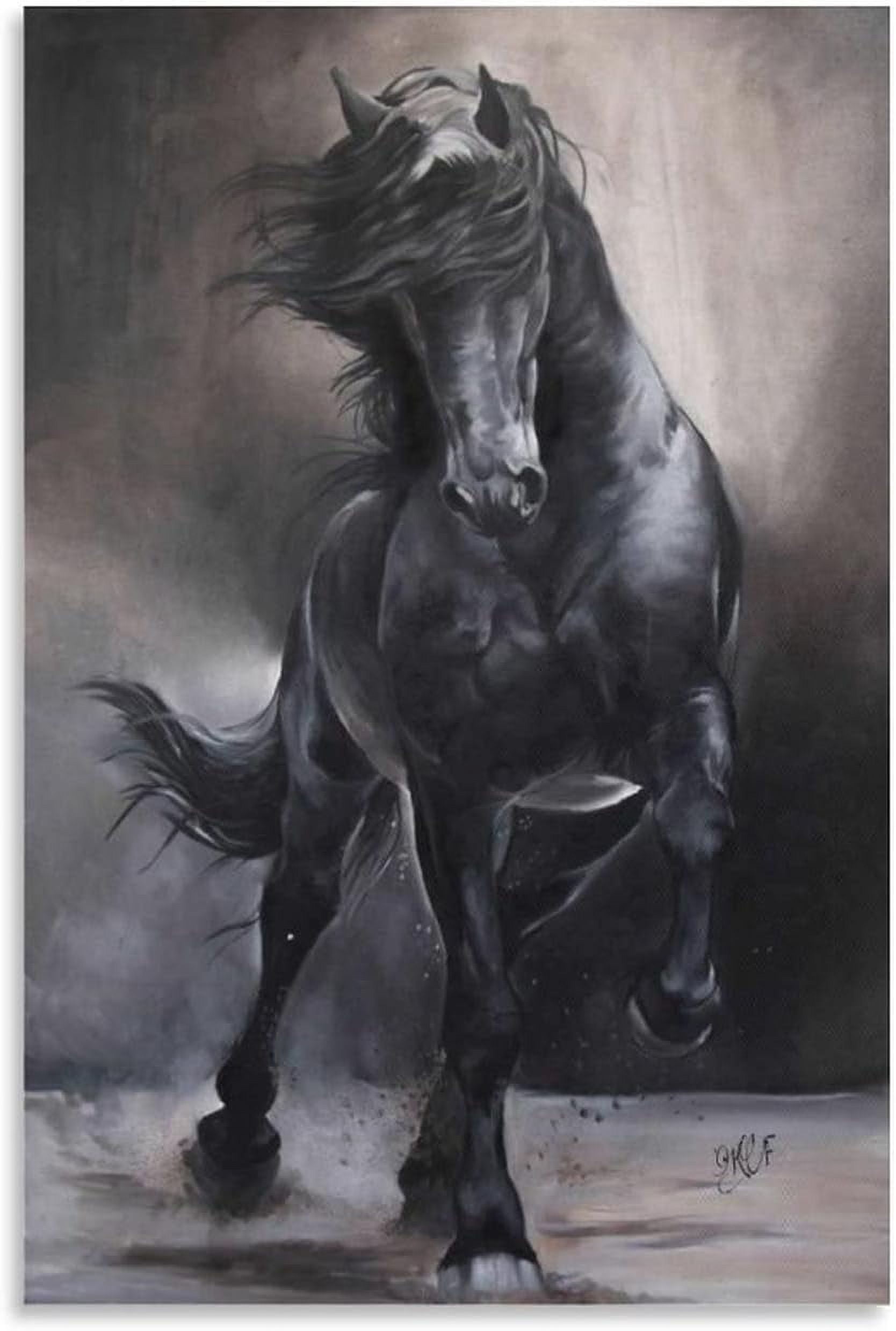 BNE Animal Portrait Painting Beautiful Pentium Horse Dark Horse Wall ...