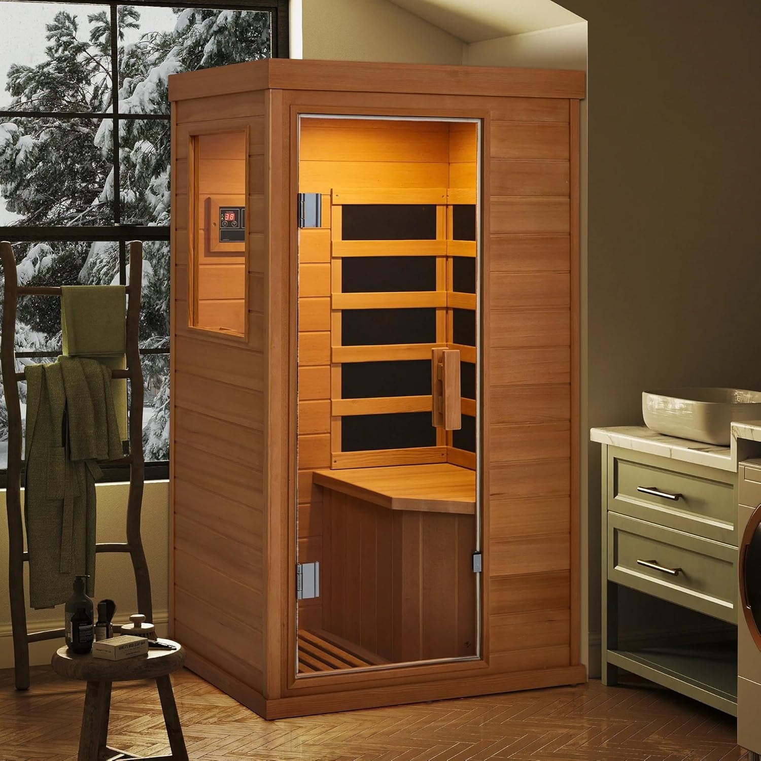 BNEHS 1 Person Infrared Sauna, Full Spectrum Infrared Sauna for Home ...