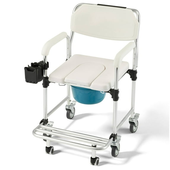 BNEHS 4-in-1 Bedside Commode Shower Wheelchair for Elderly and Disabled ...