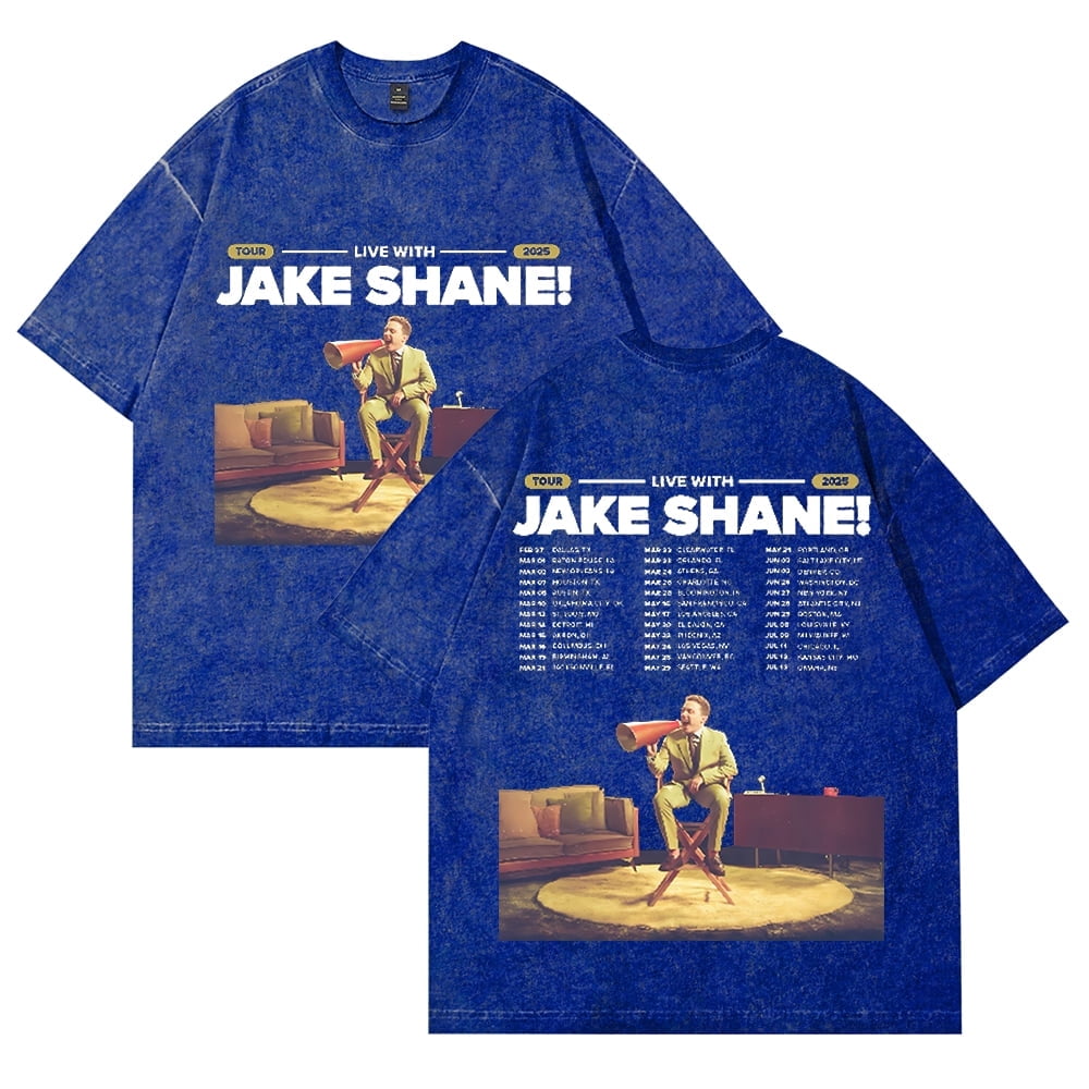 BNGKAUYEXDC Jake Shane Live 2025 Tour Retro Cotton T-Shirt blue ...