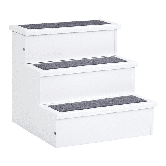 BNHHYYDS 3 Step Wooden Carpeted Non Slip Pet Stairs Ramp for Cats and ...