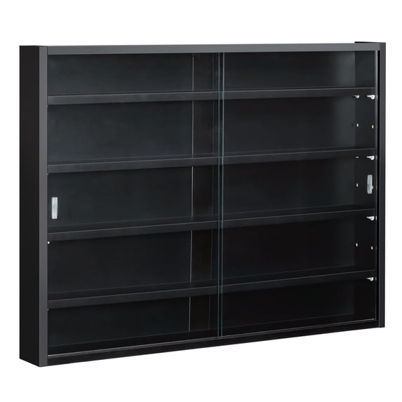 BNHHYYDS 5-Tier Glass Display Cabinet with 2 Glass Doors and 4 ...