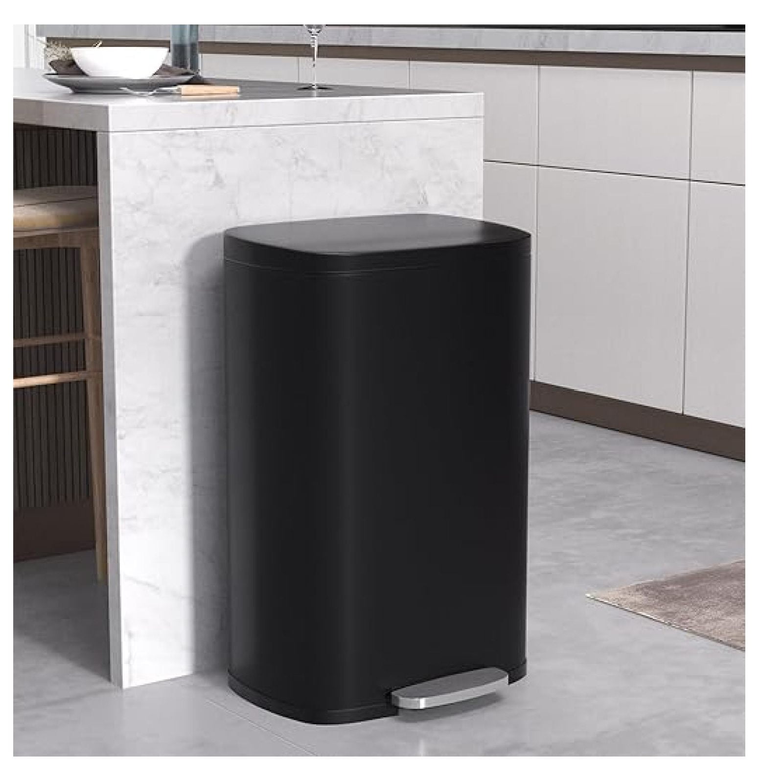 BNHHYYNB 13 Gallon Trash Can Stainless Steel, 50 Liter Foot Pedal ...