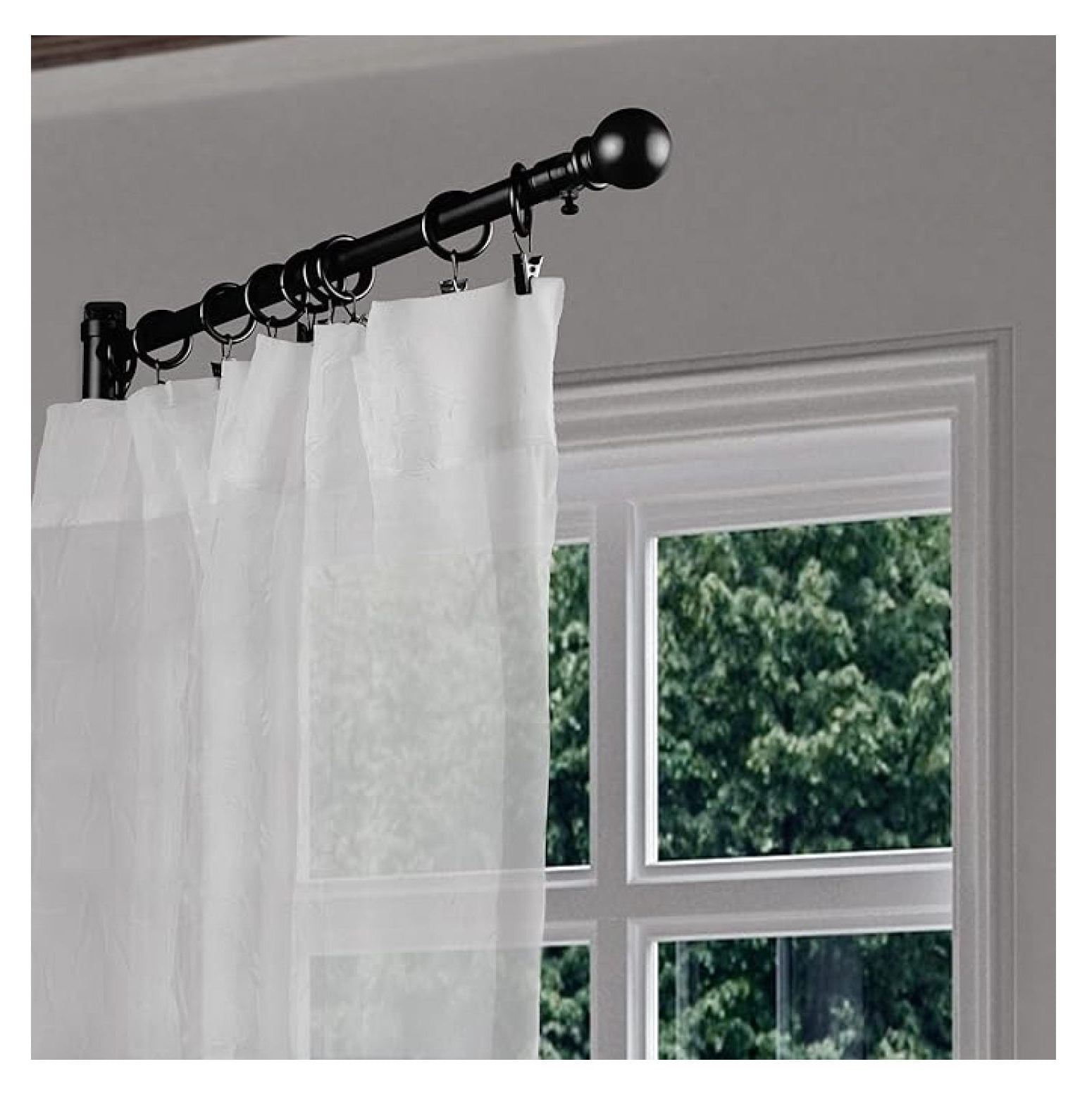 BNHHYYNB Curtain Rod 5/8" Adjustable 17-26 Inch - Black Window Rod Set ...