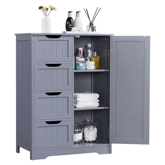 BNHHYYNB Large Bathroom Floor Cabinet with 4 Dawers and Single Door ...