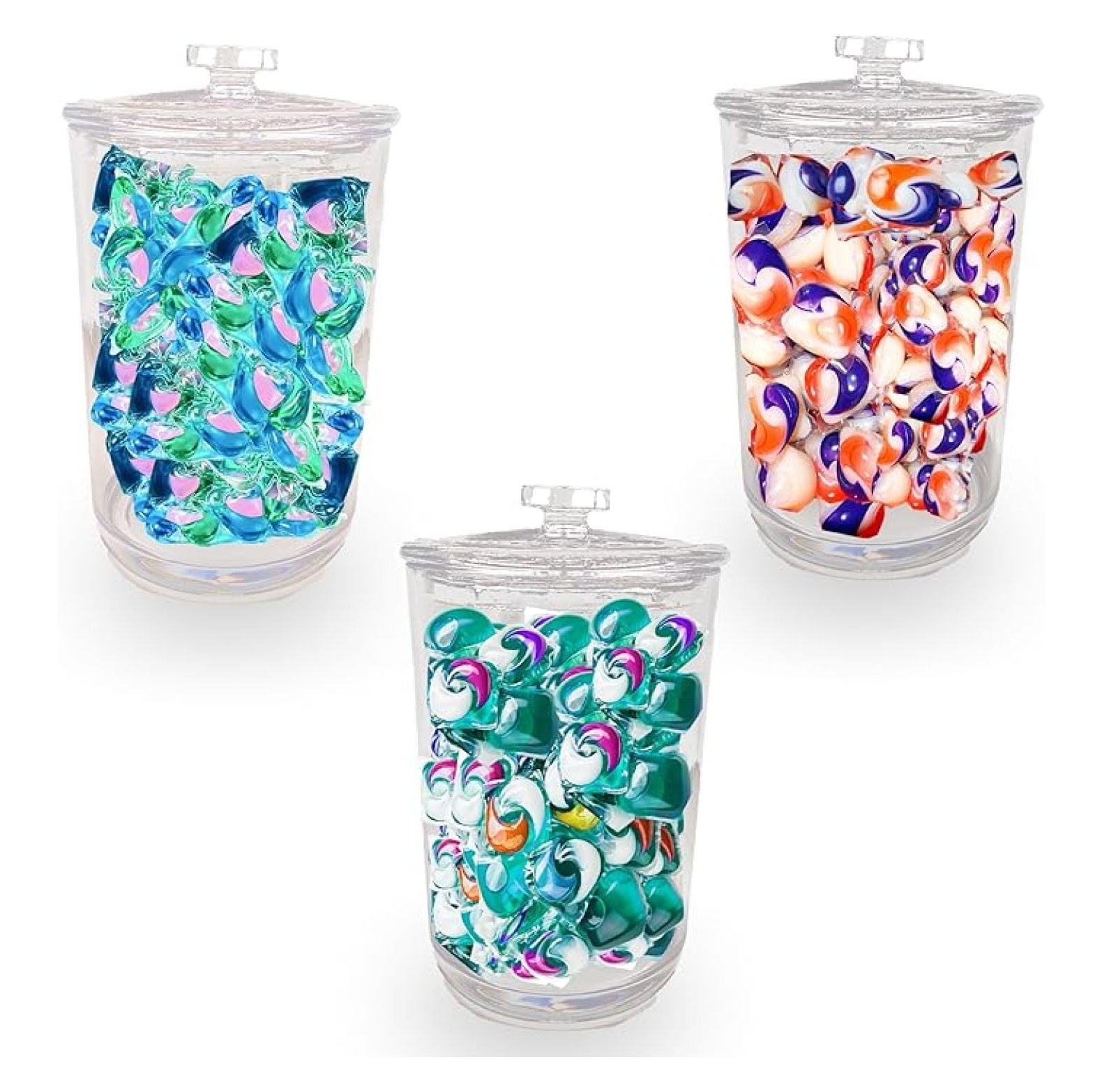 BNHHYYNB Laundry Pod Container Jar with Lid, 3 Pack, 4.3x4.3x7.7 Inch ...