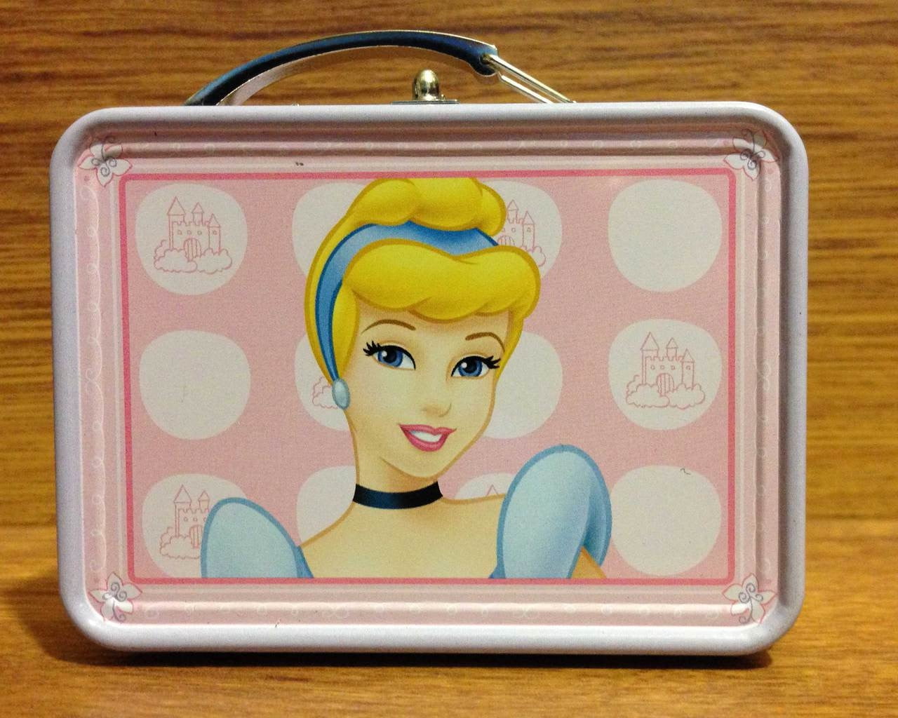 BNIP Disney Princess Cinderella Mini Tin Lunch Box Handle Working Clasp ...