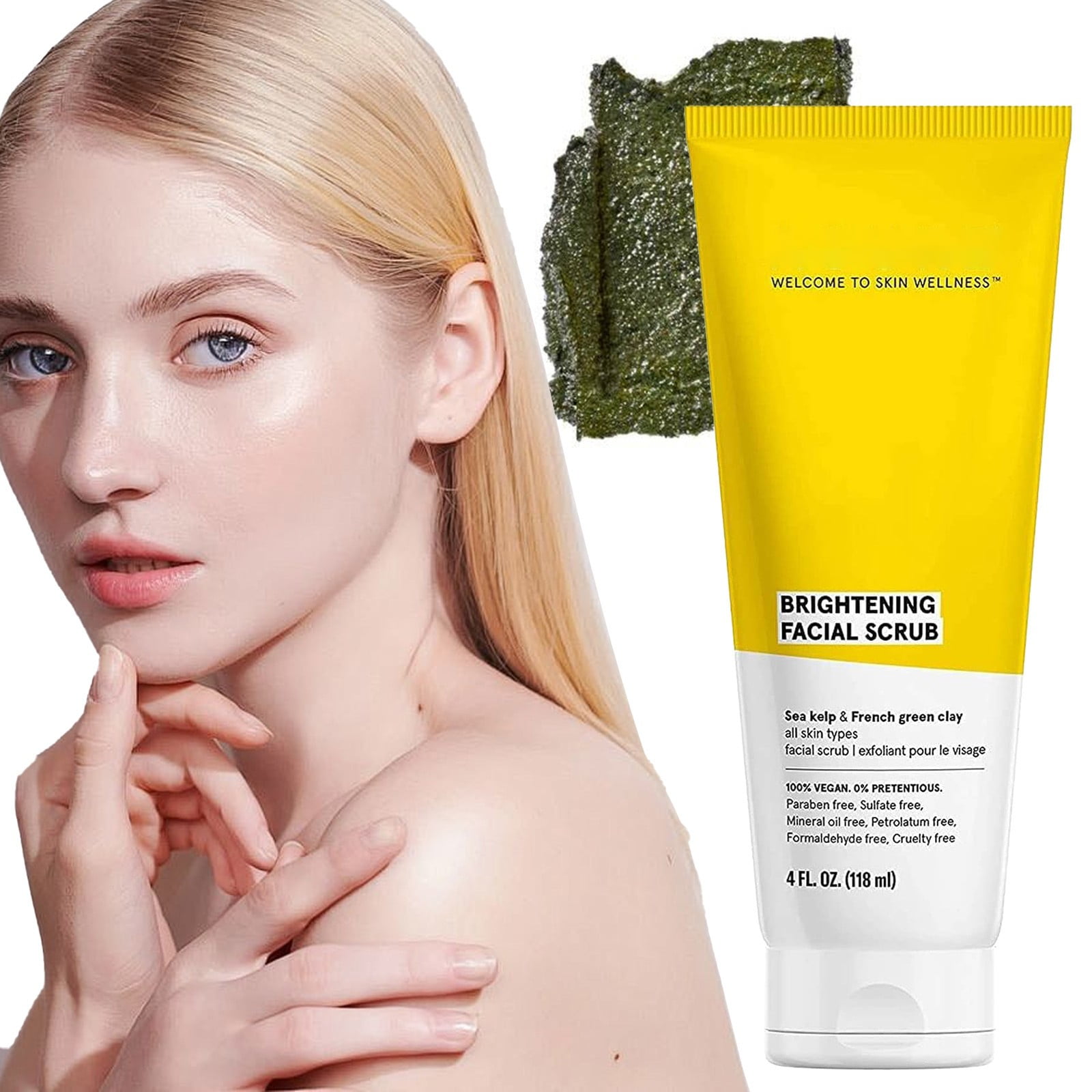 BNIXIREN Clearance Brightening Facial Scrub For Younger Brighter And Skin With Kelp And French ...