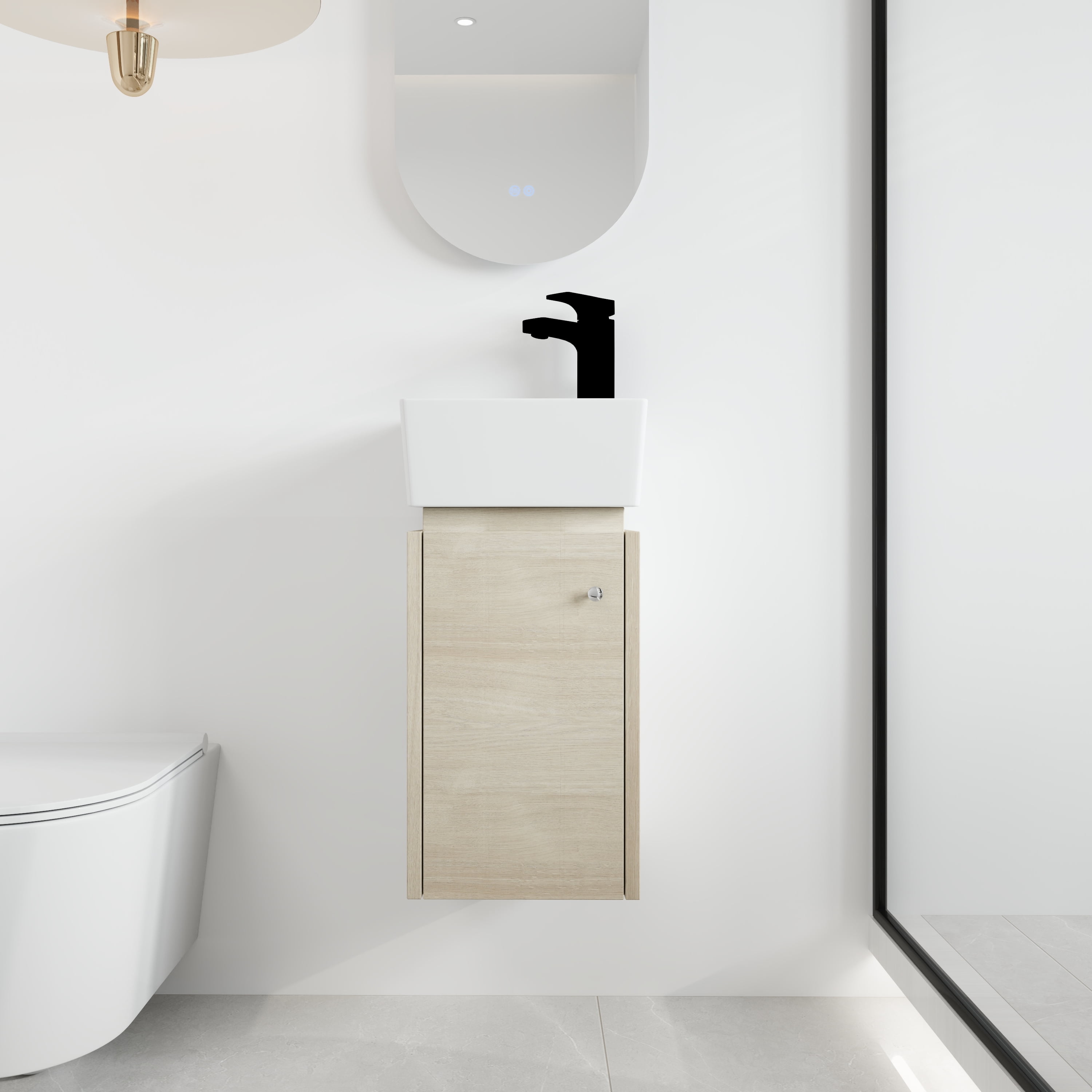 BNK 12'' Wall-Mounted Bathroom Vanity with White Ceramic Sink,Modern Floating Bathroom Vanity ...