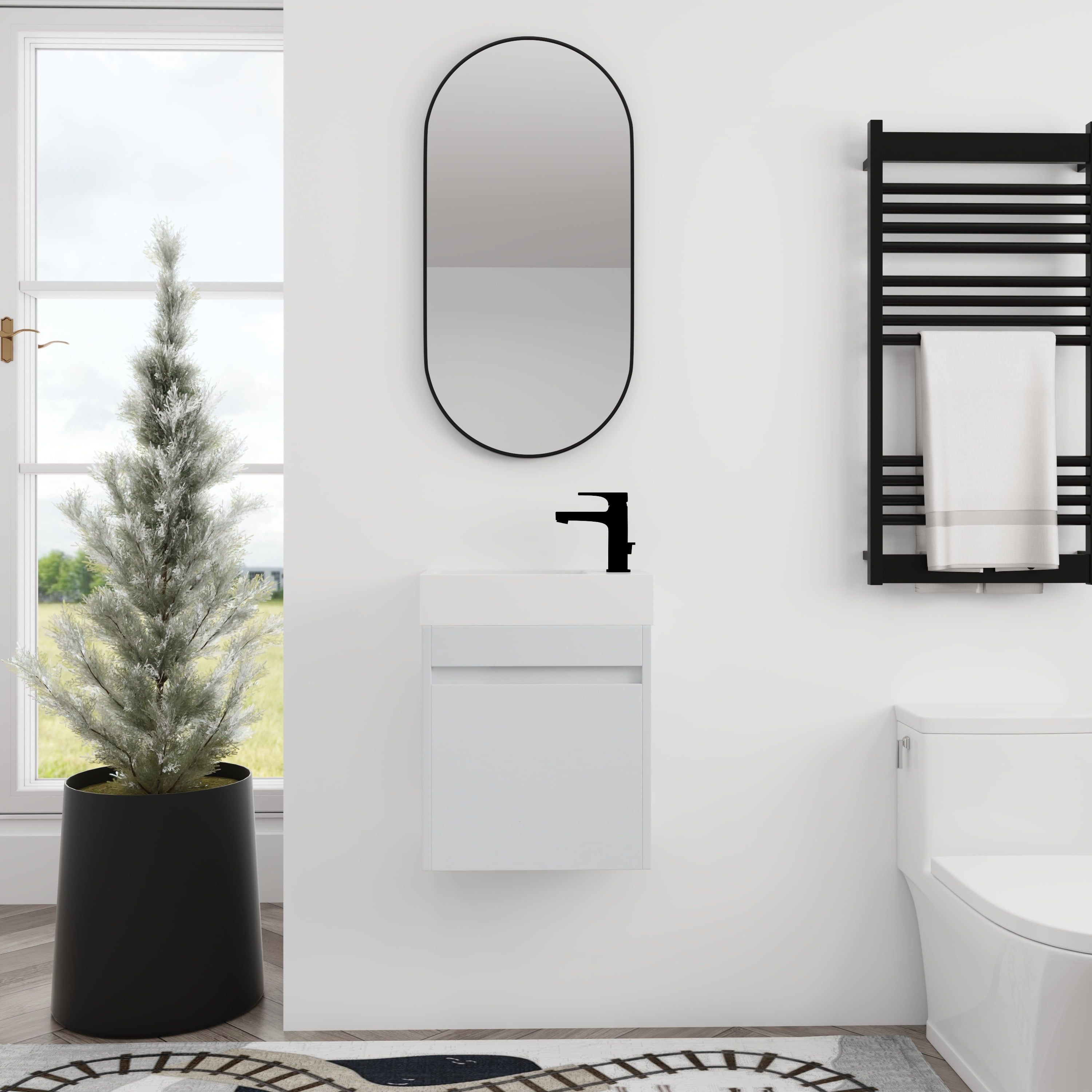 BNK 16/18 Inch Single Sink Bathroom Vanity with Soft Close Door White 18''W - Walmart.com