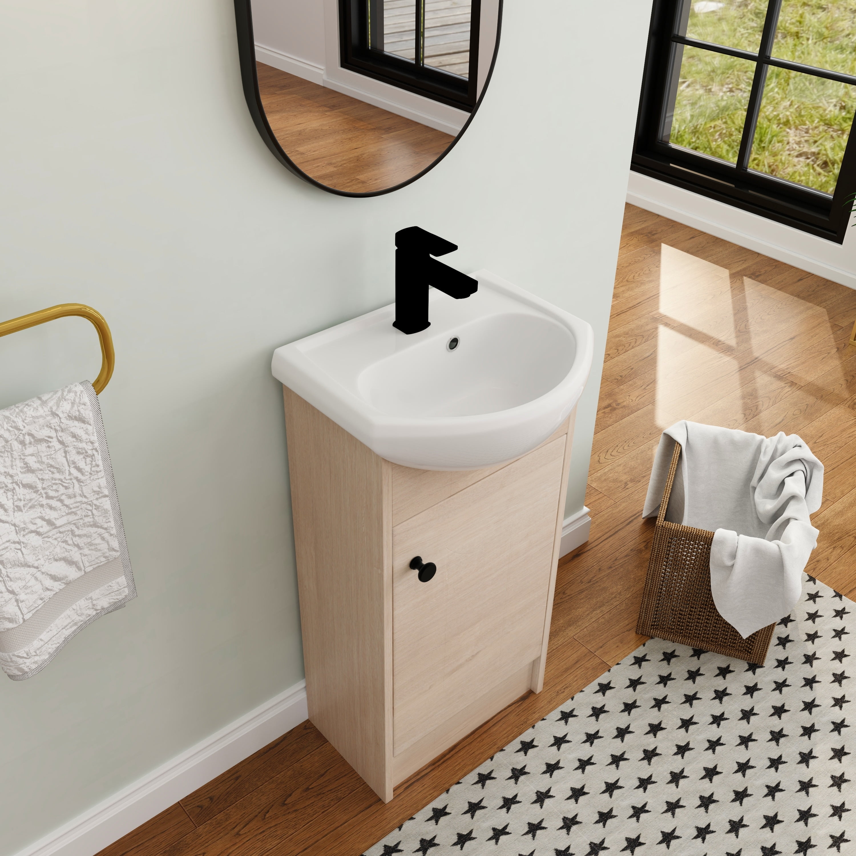 BNK 16/18/23 inch Freestanding/Floating Bathroom Vanity with Single Sink,Powder Room Vanity with ...