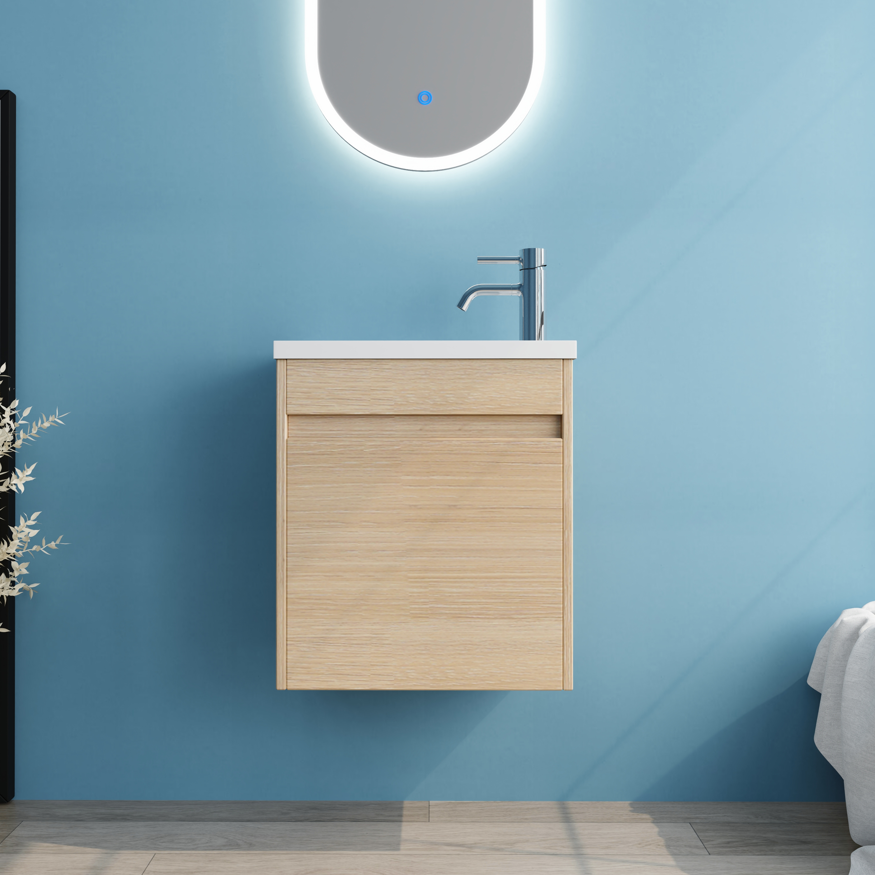 BNK 18" Small Bathroom Vanity with Sink, Modern Wall-Mounted Bathroom Vanity, Small Sink and ...