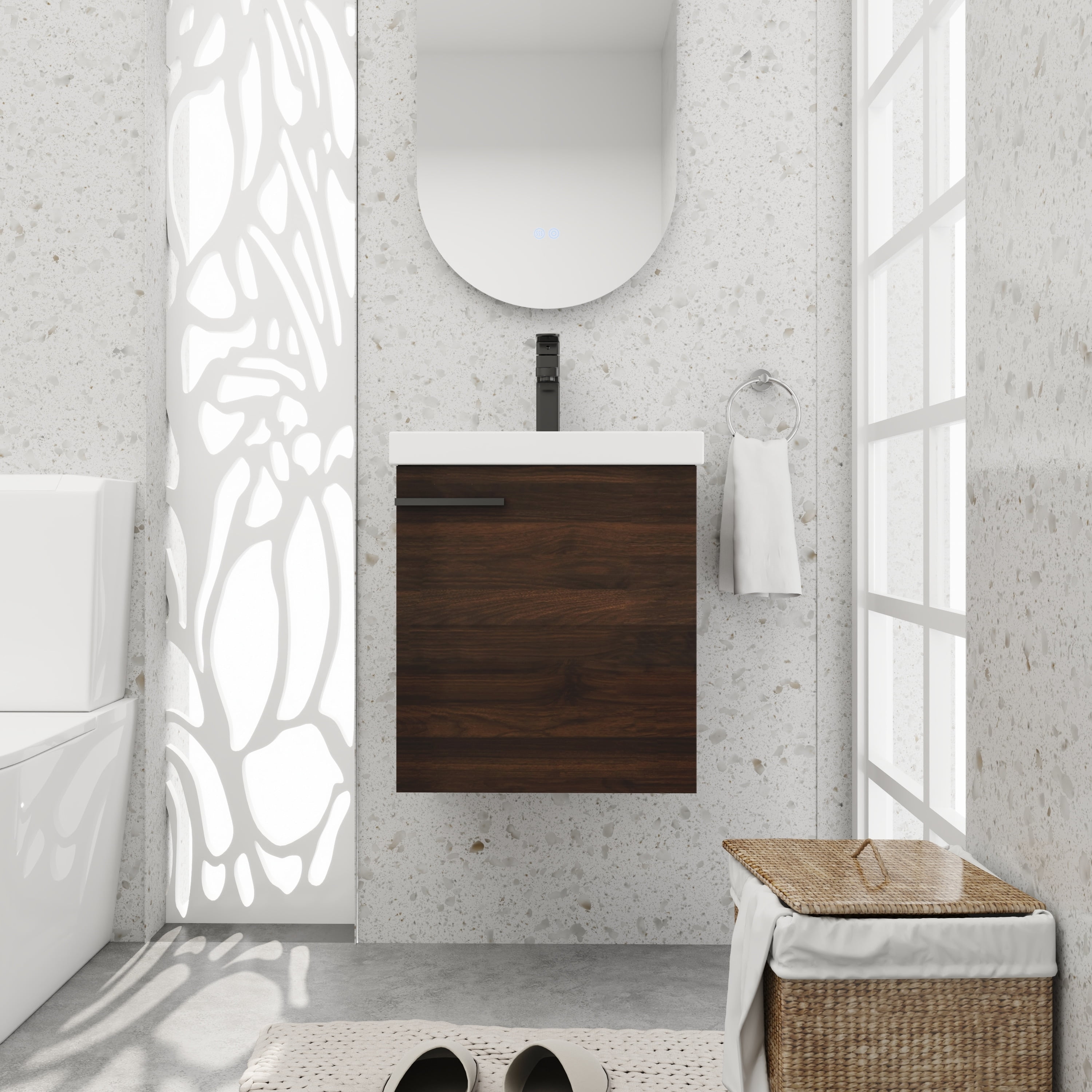 BNK 18 inch Bathroom Vanity with Sink, Floating Bathroom Vanity with Soft Close Door California ...