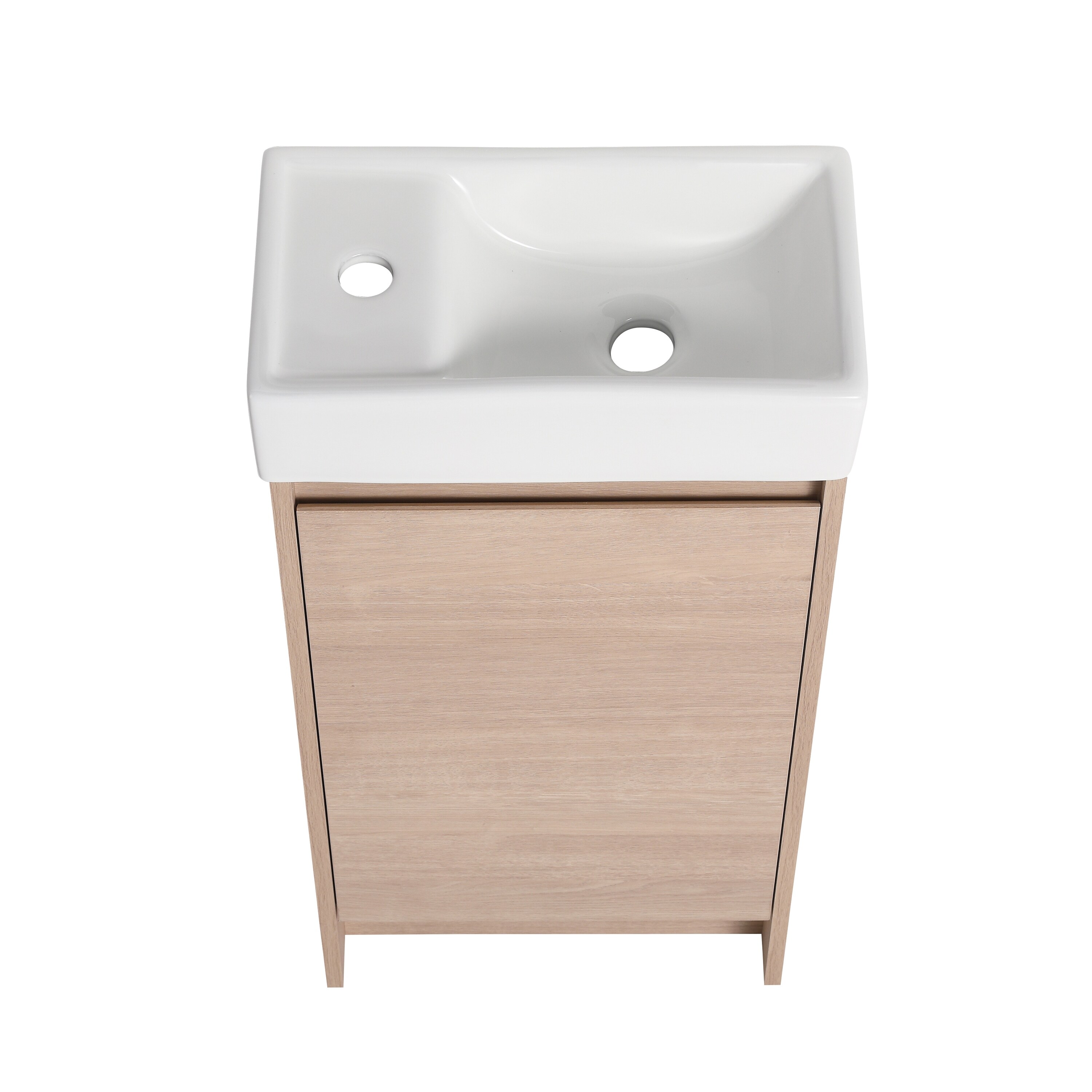 BNK 18 inch Freestanding Bathroom Vanity with Single Sink and Soft Close Door Plain Light Oak 16 ...