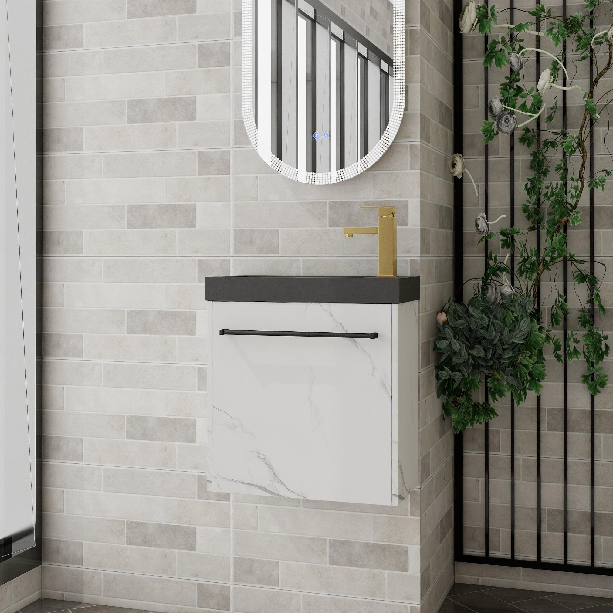 BNK 20 inch Bathroom Vanity with Sink, Wall Mount Small Bathroom Cabinet with Sink, Floating ...